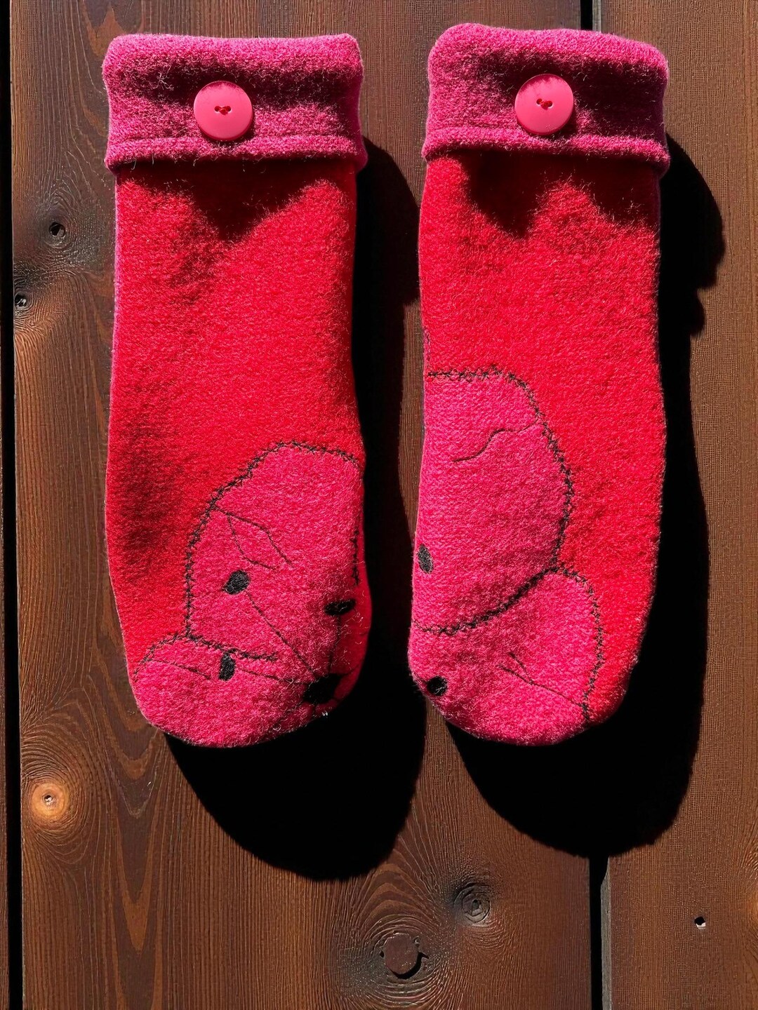 Long Flower Wool Sweater Mittens - Etsy