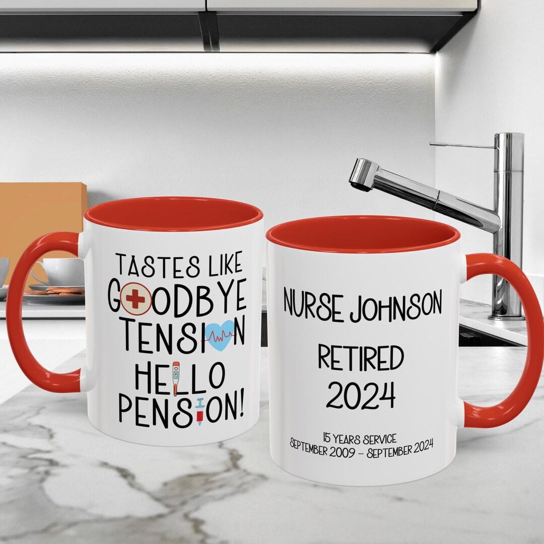 Personalized Funny Doctor Nurse Retirement Mug Goodbye Tension Hello ...