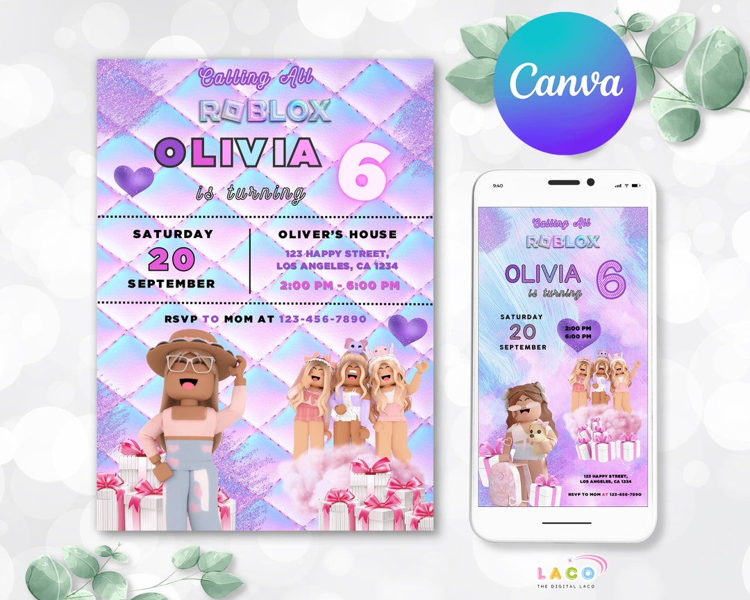Invitación de cumpleaños de Roblox invitación de Roblox - Etsy México