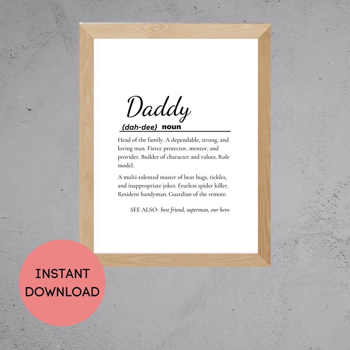 Daddy Definition Print - Father's Day Gift - Dad Gift - Printable Art ...