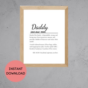 Daddy Definition Print - Father's Day Gift - Dad Gift - Printable Art ...