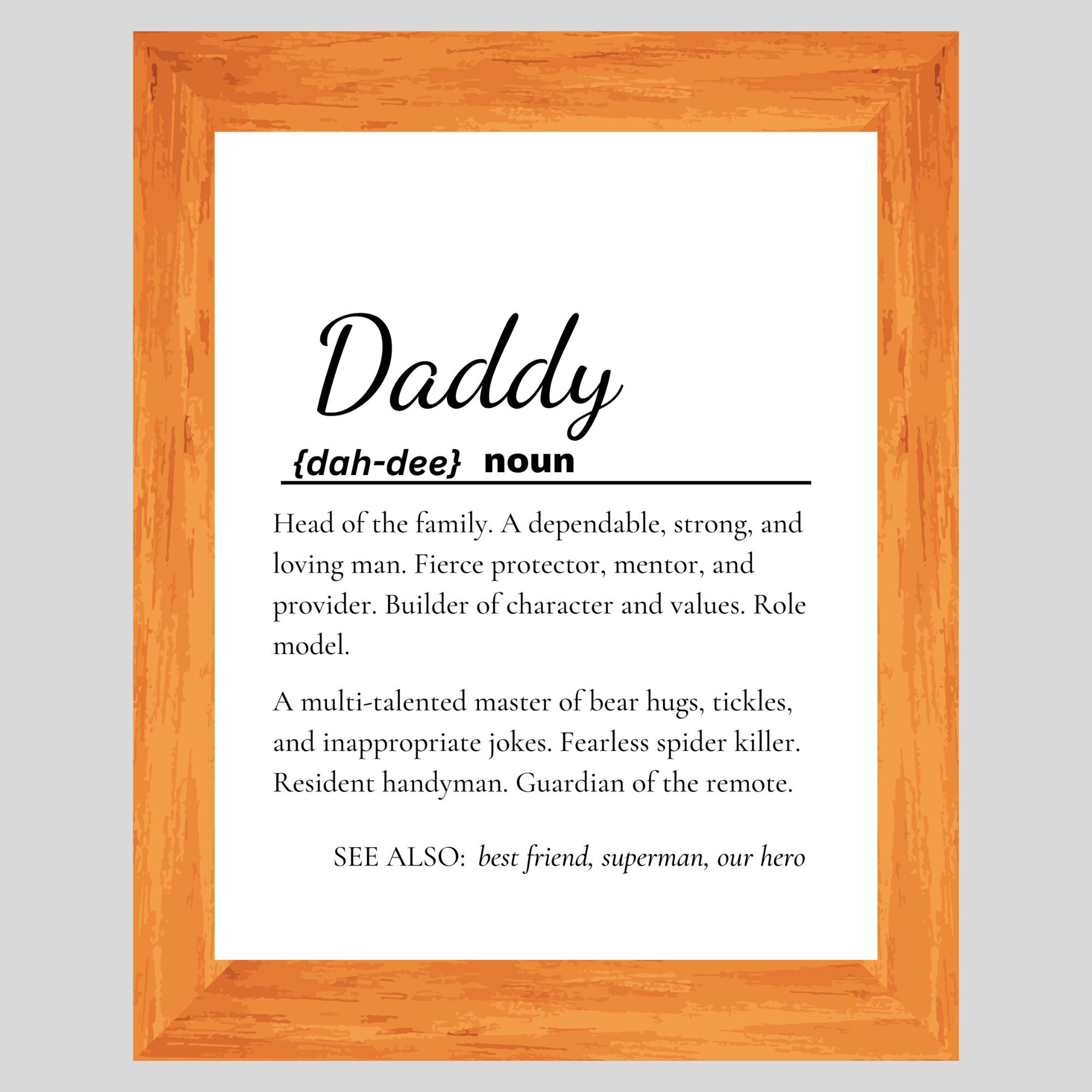 Daddy Definition Print - Father's Day Gift - Dad Gift - Printable Art ...