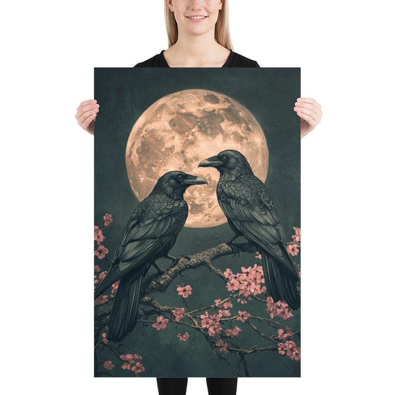 Raven Couple Art Print: Gothic Romantic Crow Poster, Dark Academia ...