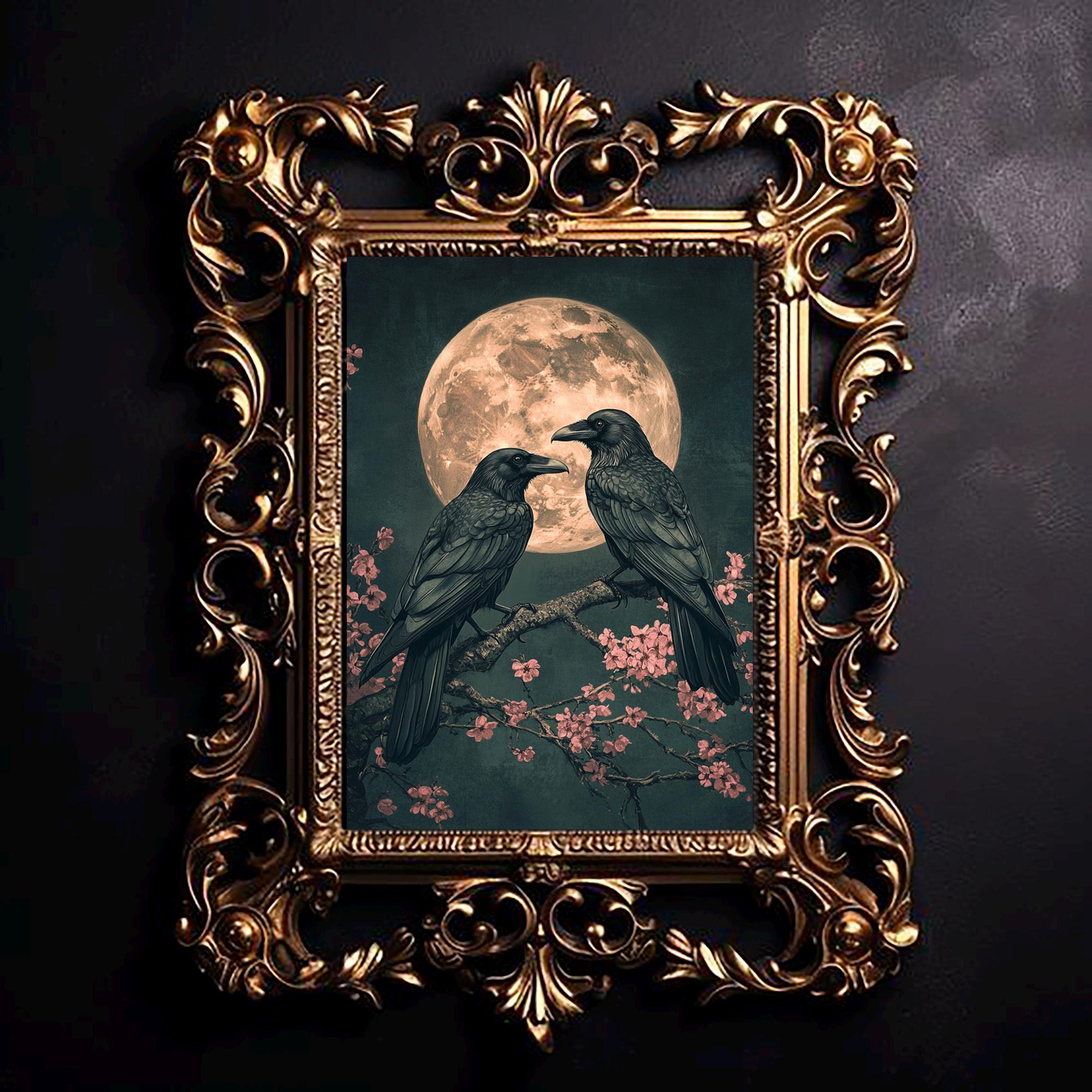 Raven Couple Art Print: Gothic Romantic Crow Poster, Dark Academia ...