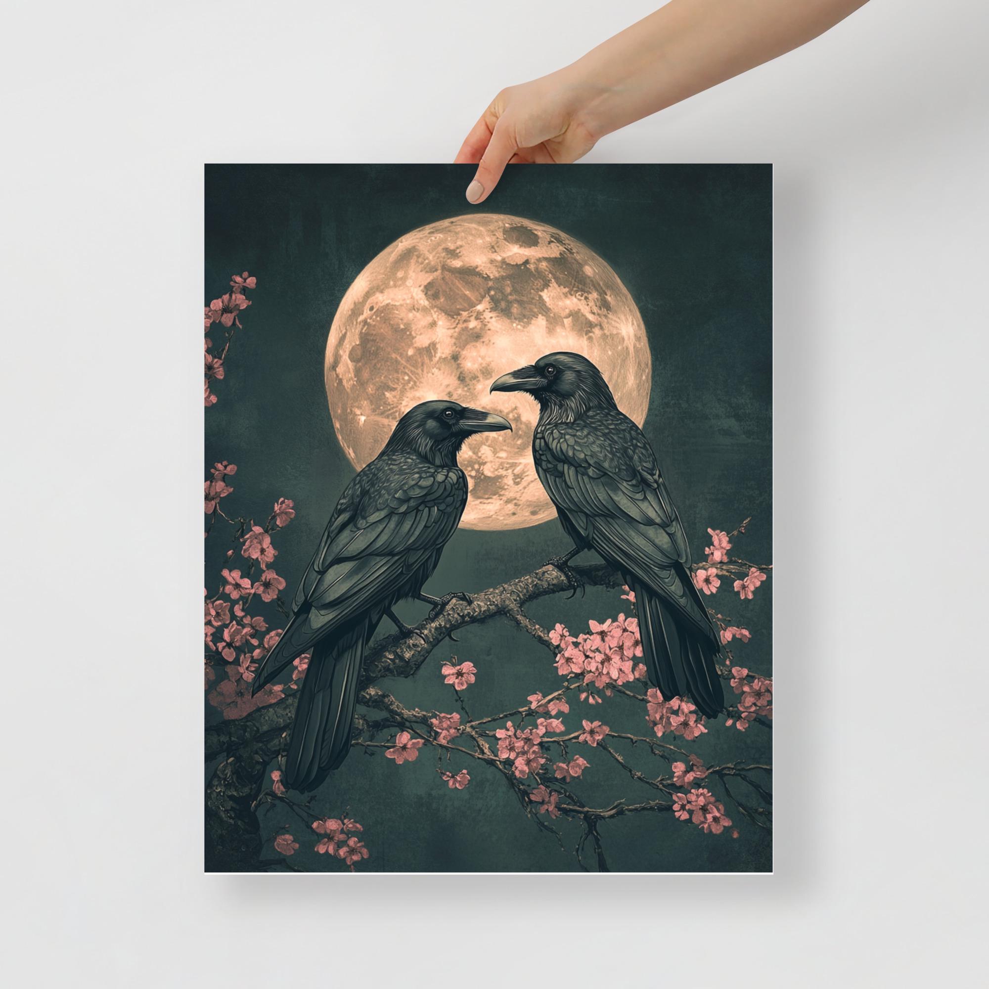 Raven Couple Art Print: Gothic Romantic Crow Poster, Dark Academia ...