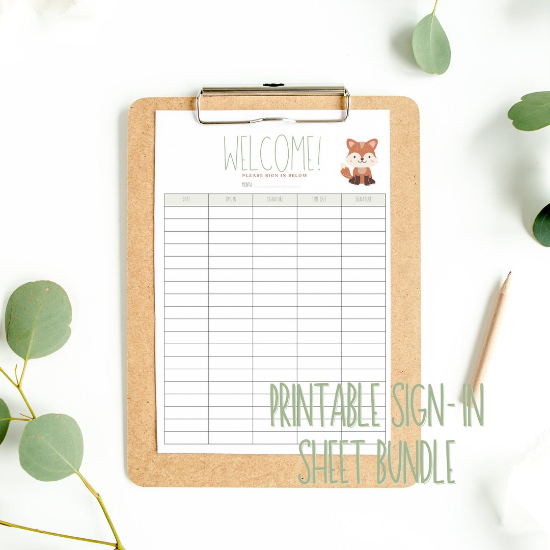 Daycare Sign-in Sheets Bundle | Printable Childcare Attendance & Record ...