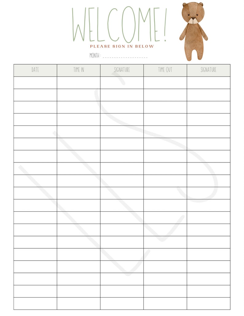 Daycare Sign-in Sheets Bundle | Printable Childcare Attendance & Record ...