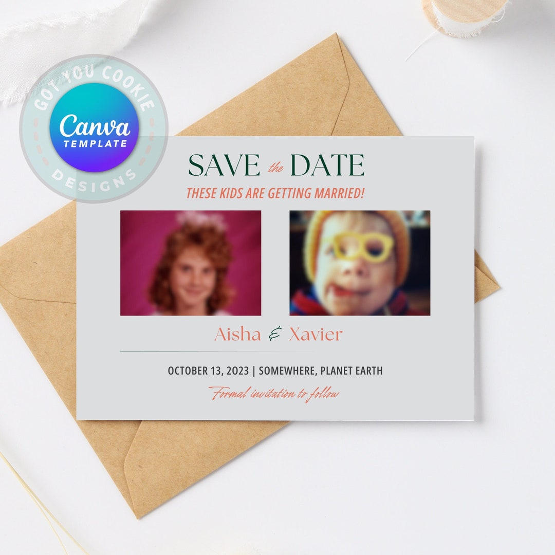 Customizable Save the Date Postcard Template Childhood Photo Instant ...