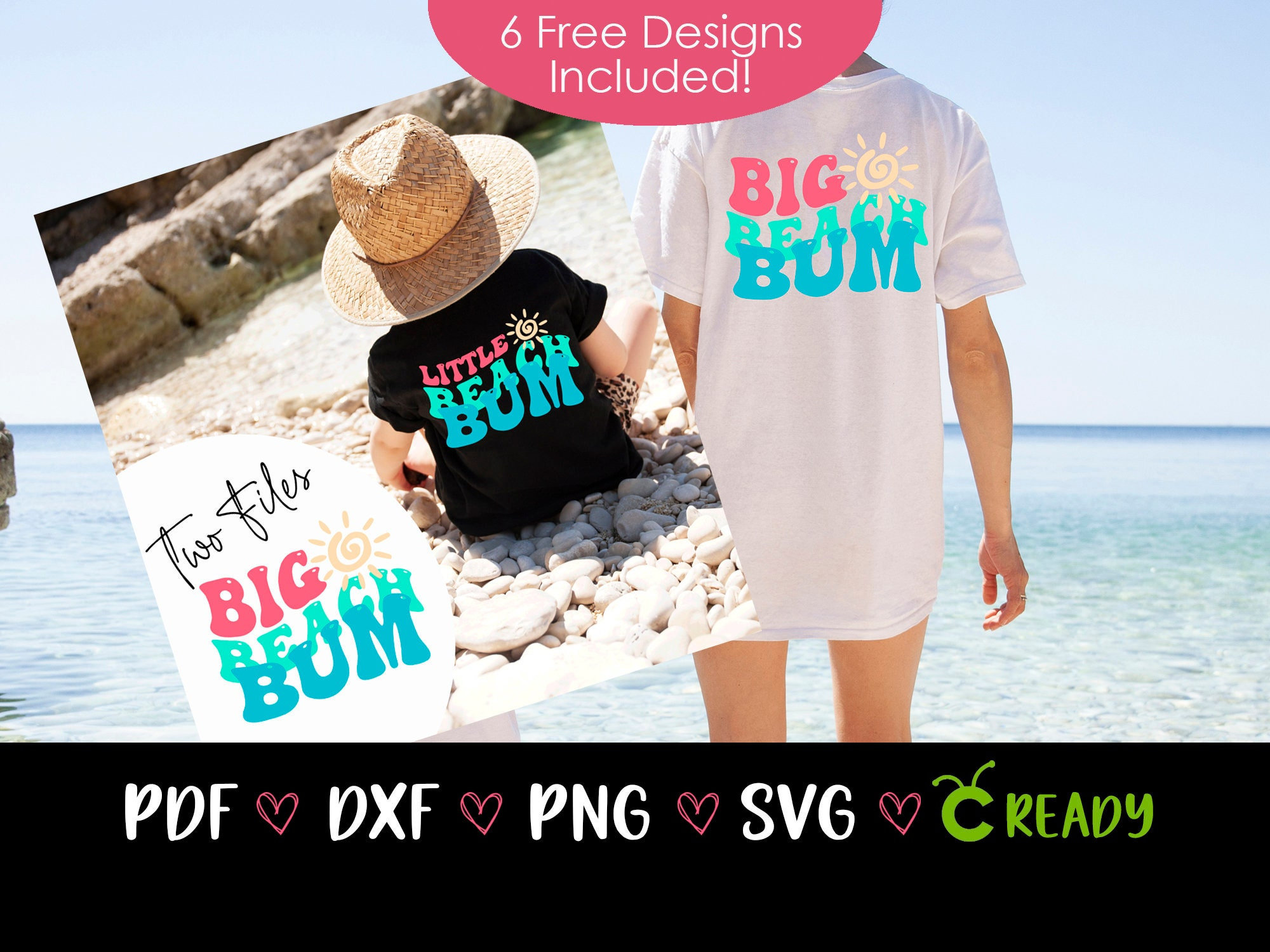 Little Beach Bum Svg, Big Beach Bum Png, Retro Summer Svg, Mom and Me ...
