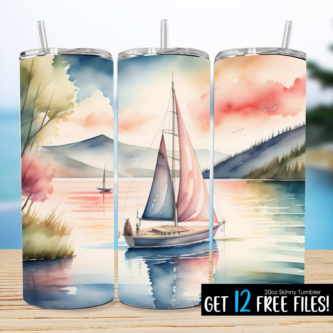 Sail Boat Tumbler Wrap Design Png, 20 Oz Skinny, Sublimation, Instant ...
