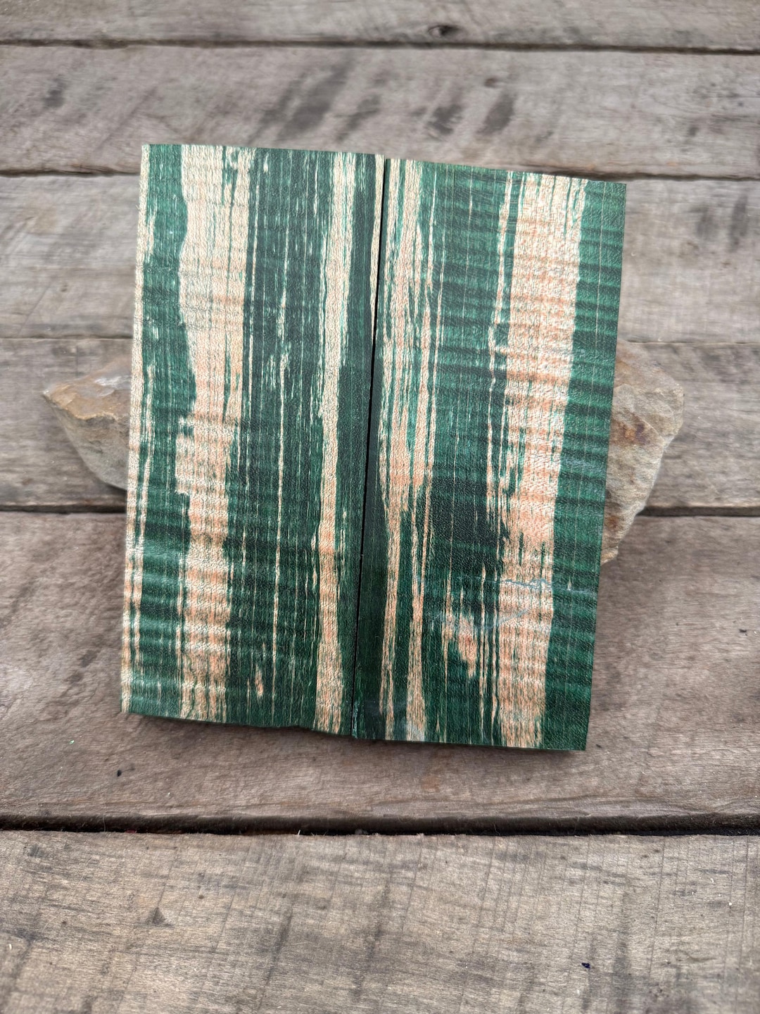 Stabilized Green Curly Maple Ambrosia - Knife Handles - Etsy