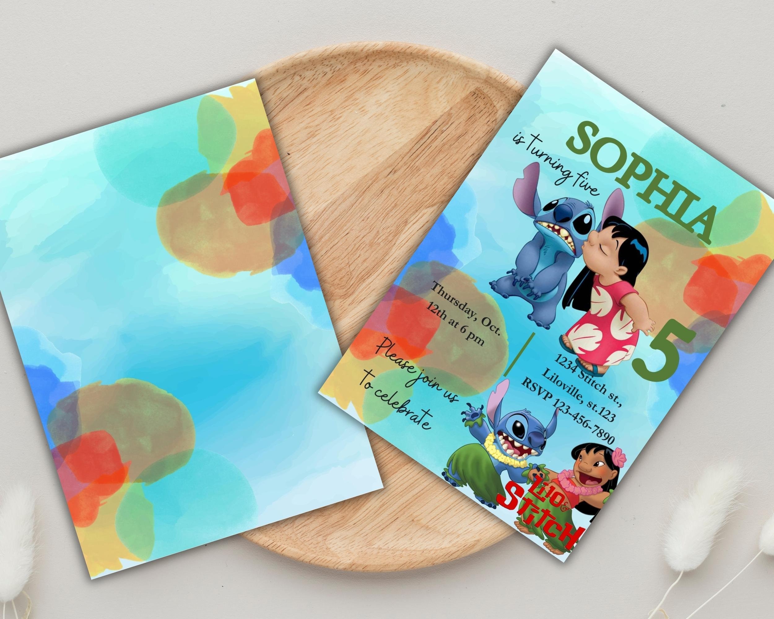 Invitación de cumpleaños de Stitch editable y etiqueta de - Etsy México