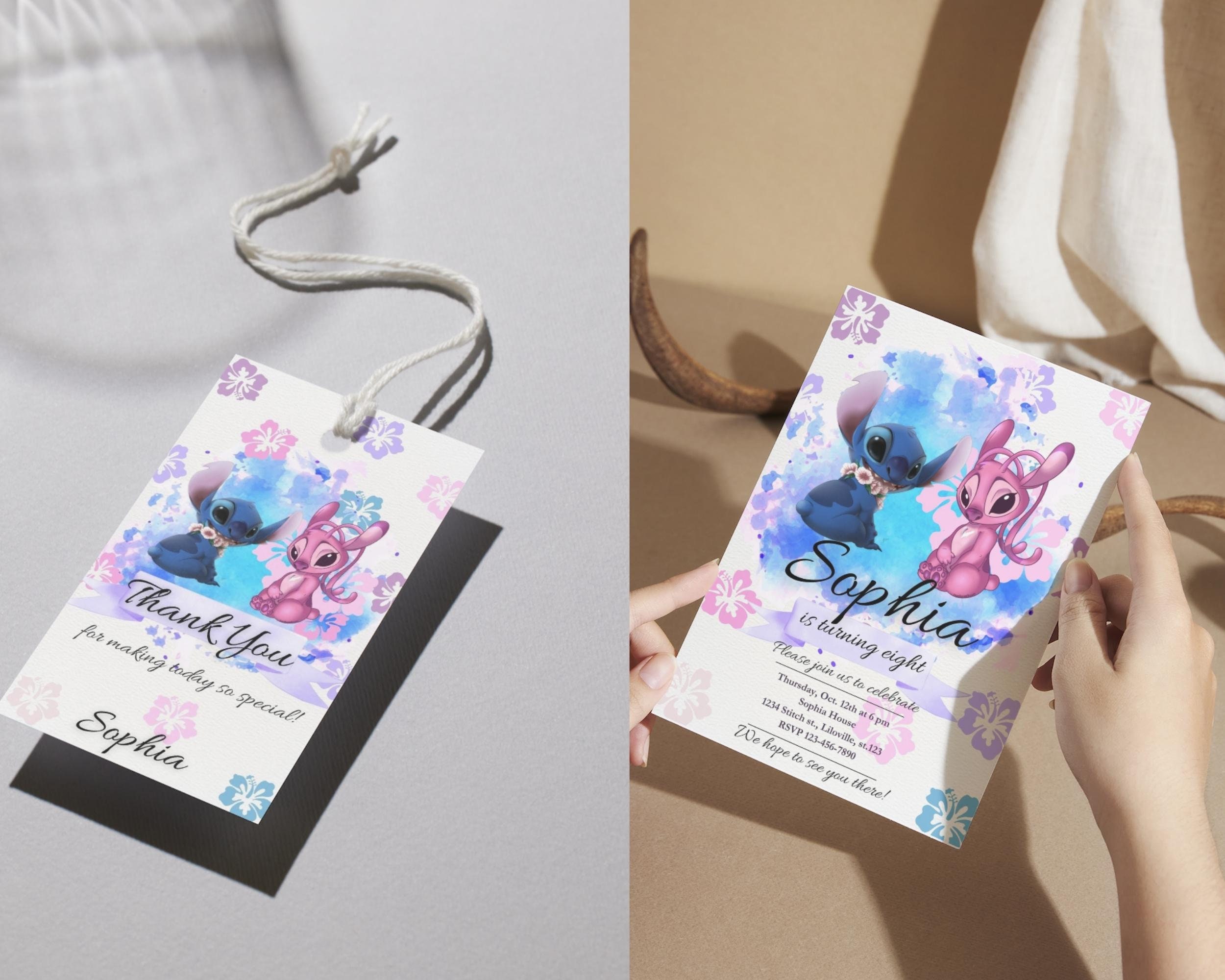 Personalized Stitch Birthday Invitation & Favor Tag, Birtday Invitation ...