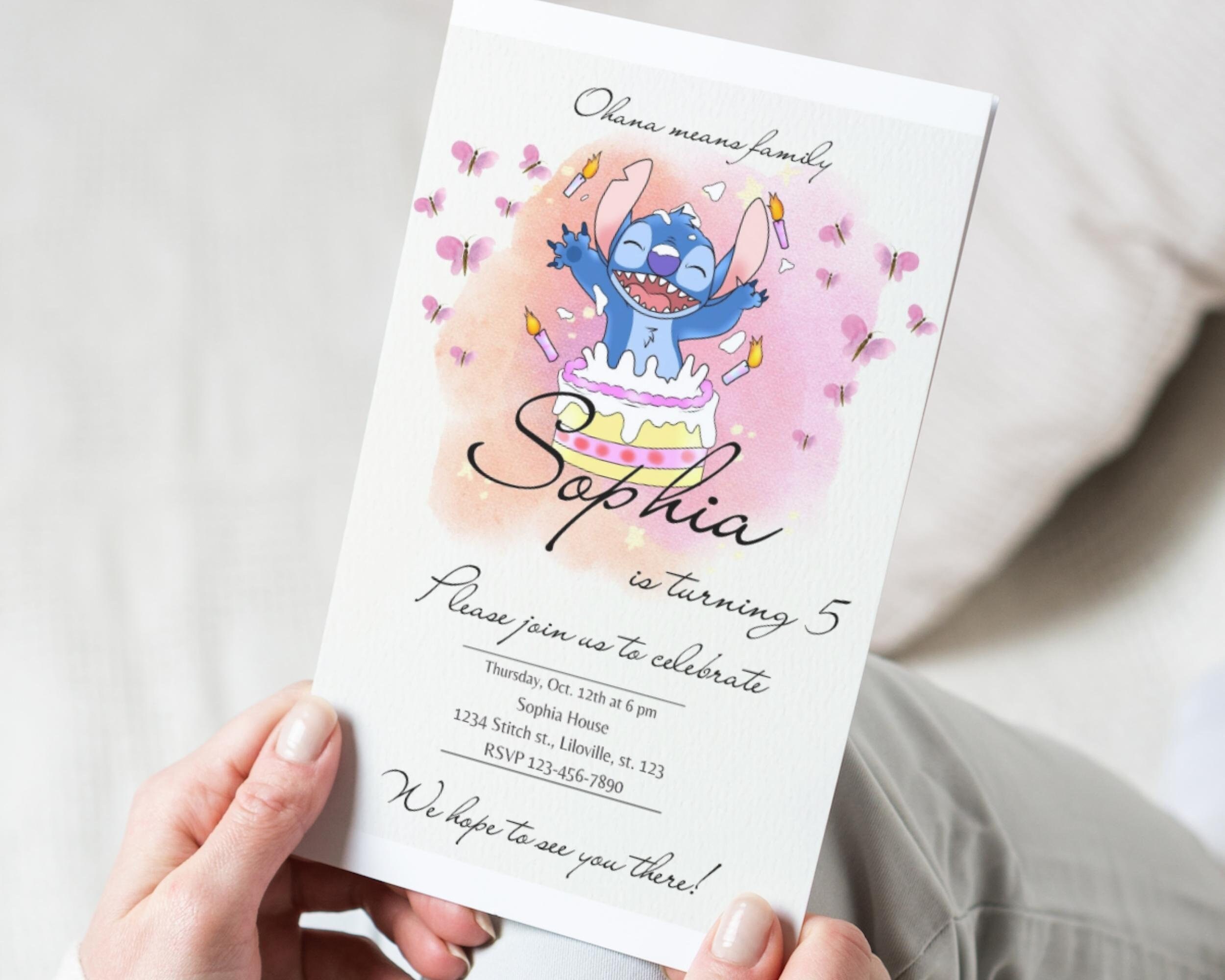 Personalized Stitch Birthday Invitation Template, Party Favor ...
