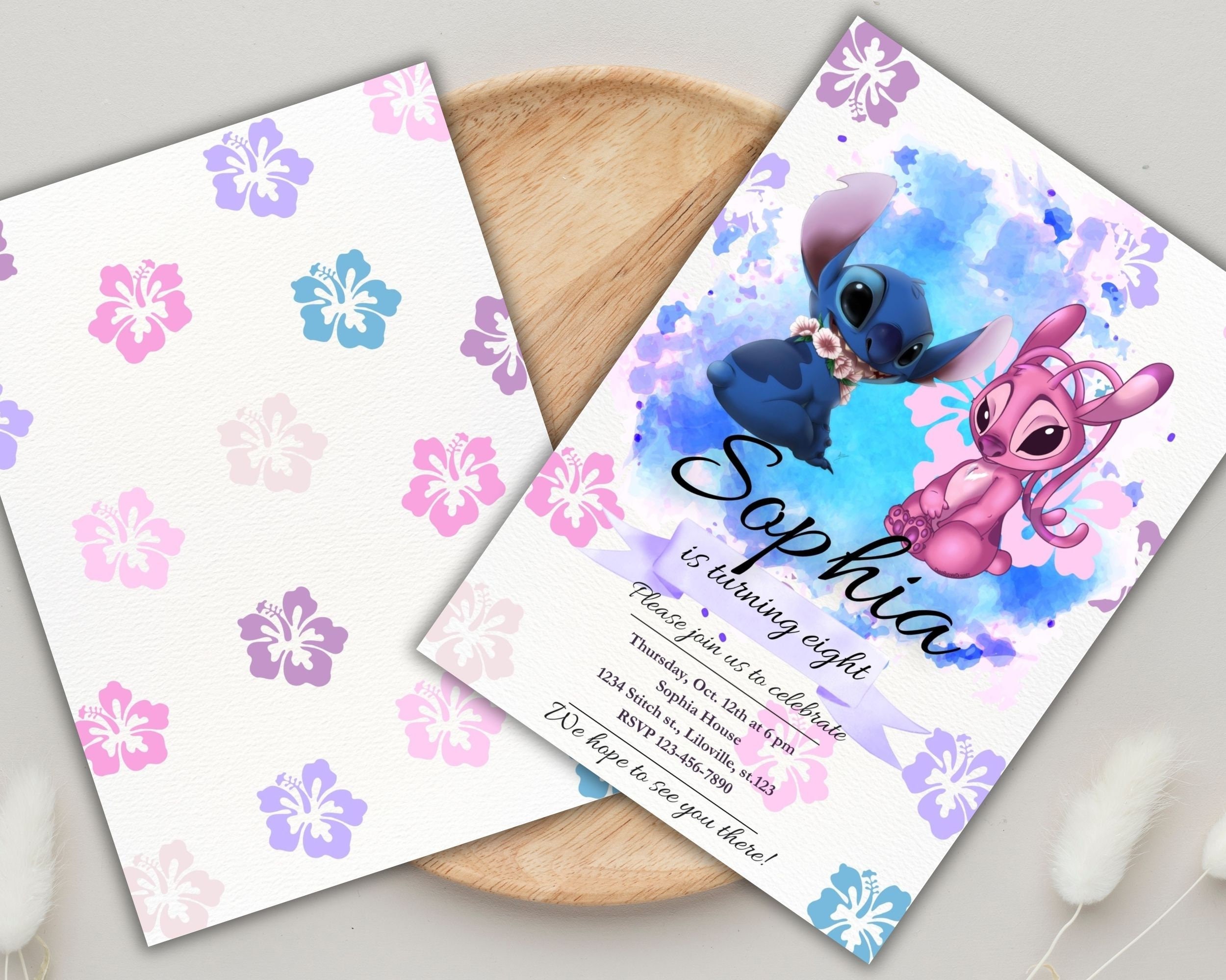 Personalized Stitch Birthday Invitation & Favor Tag, Birtday Invitation ...