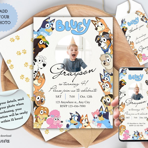 Bluey Party Invitations Png - Etsy