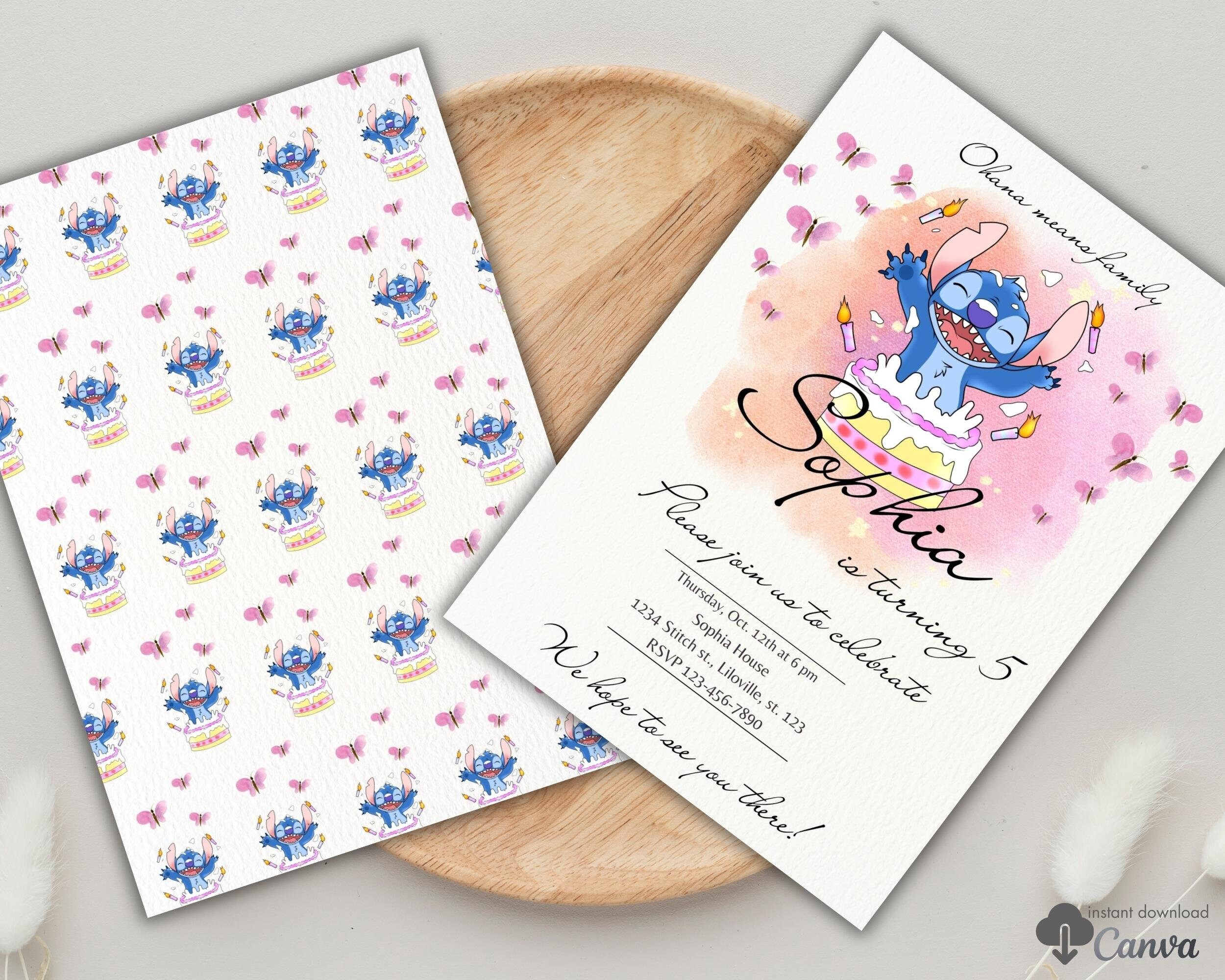Personalized Stitch Birthday Invitation Template, Party Favor ...