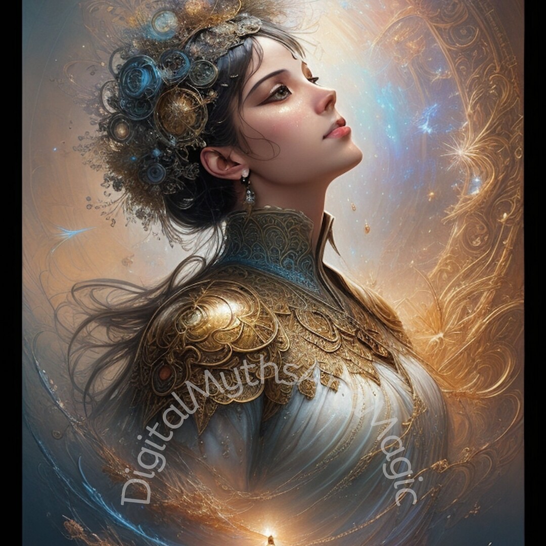 Fantasy Filigree Angel Poster, Golden Beauty Angel, Beautiful Girl ...