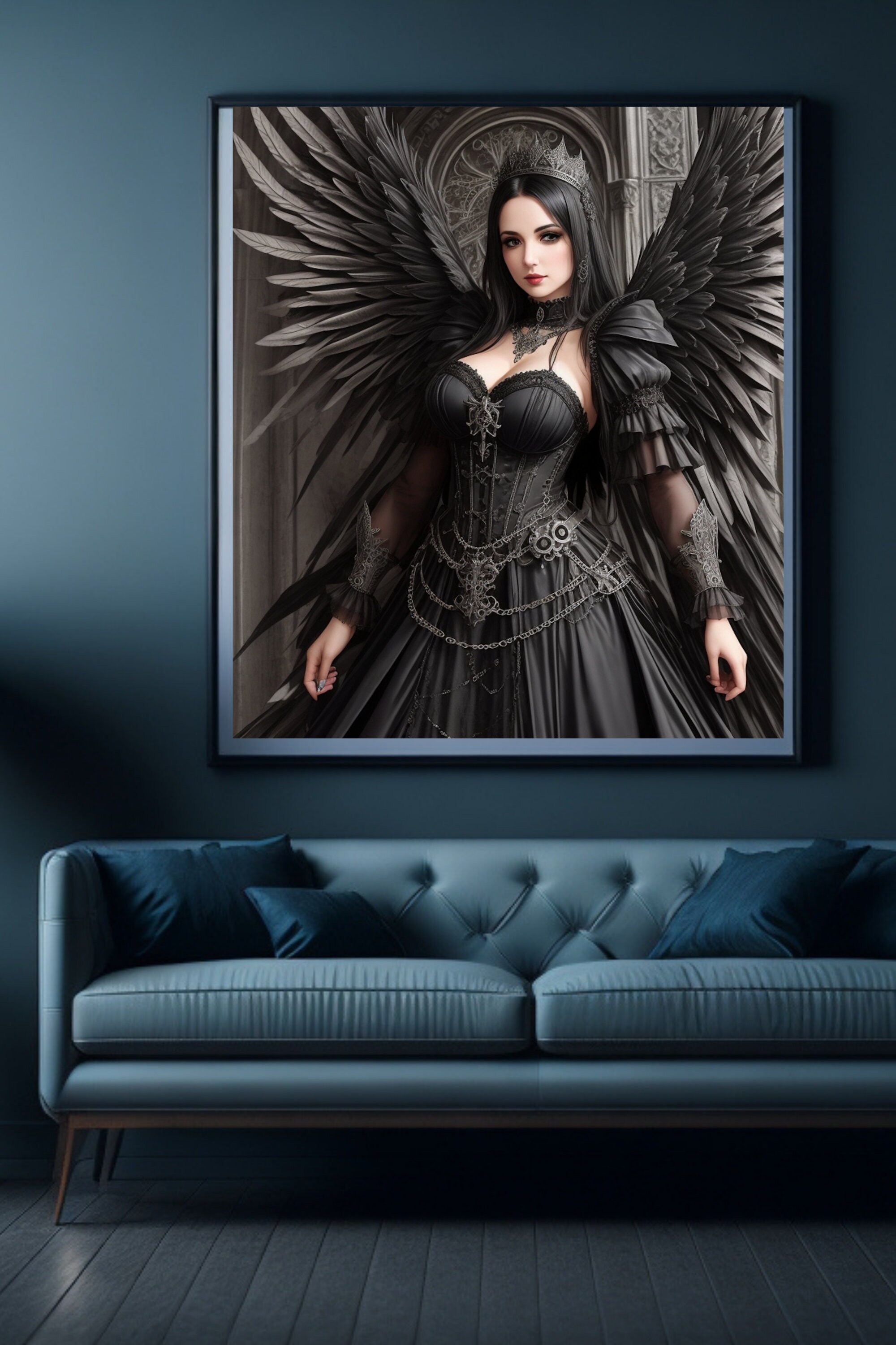 Fantasy Gothic Angel Poster, Goth Style, Steampunk Flowing Tunic ...