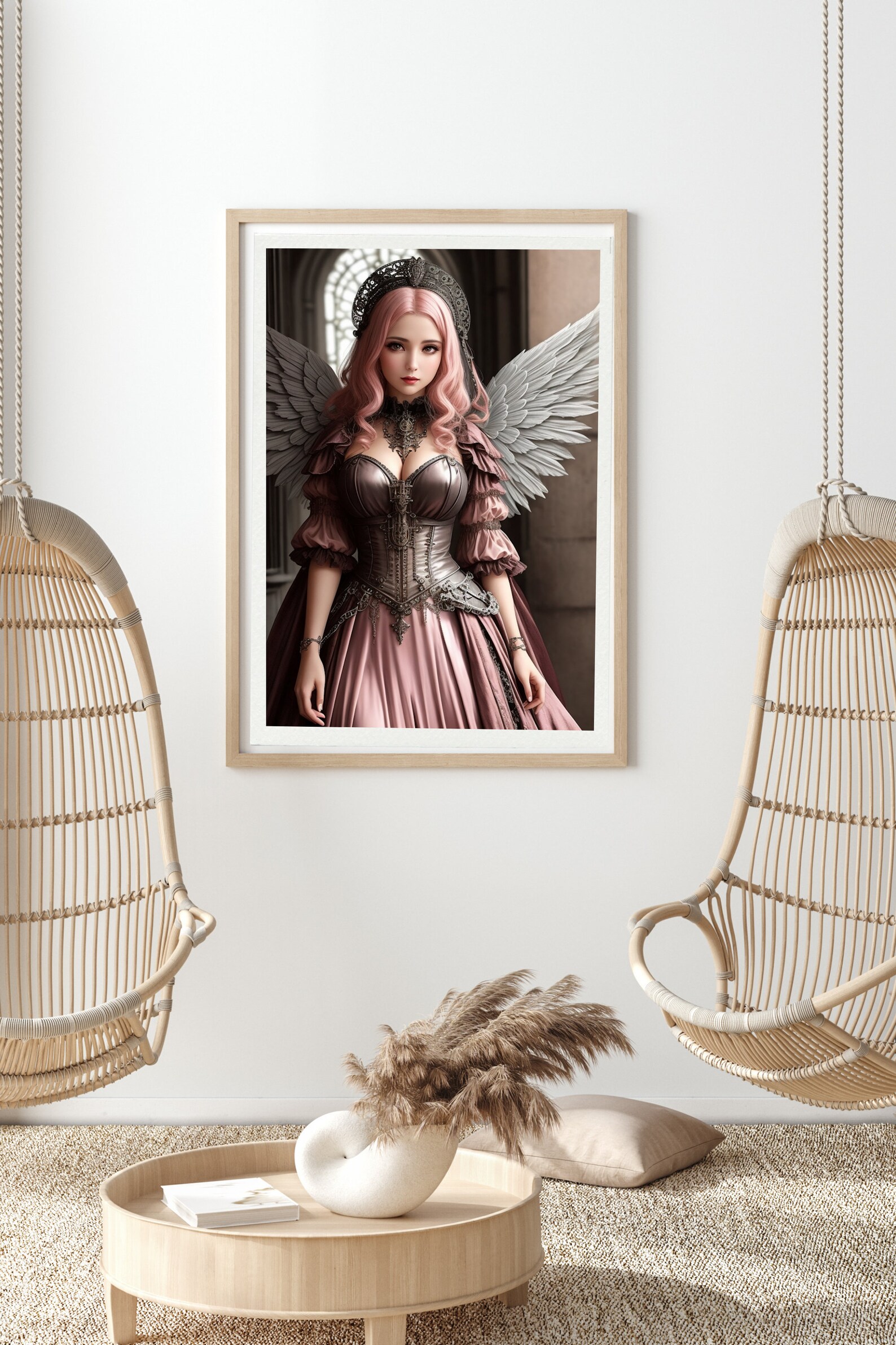 Fantasy Gothic Angel Poster, Goth Style, Steampunk Flowing Tunic ...