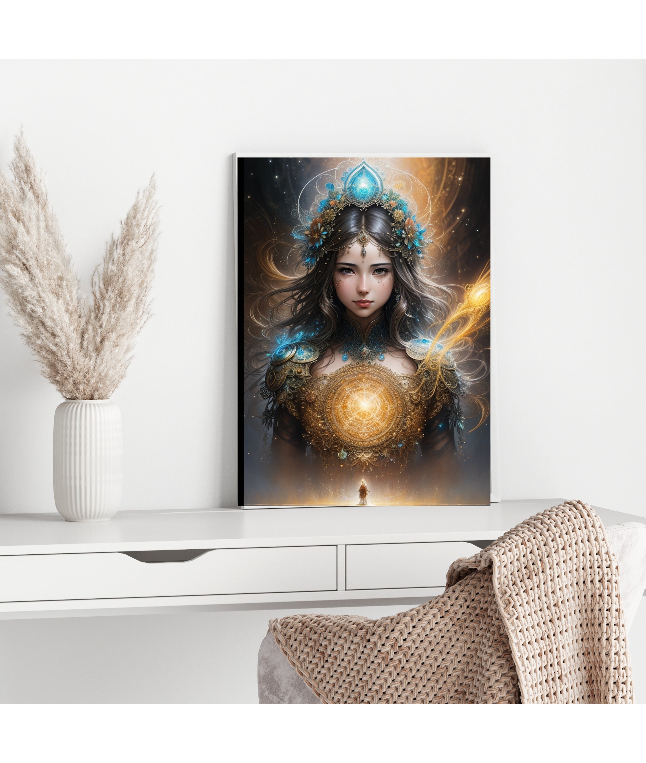 Fantasy Filigree Angel Poster, Golden Beauty Angel, Beautiful Girl ...