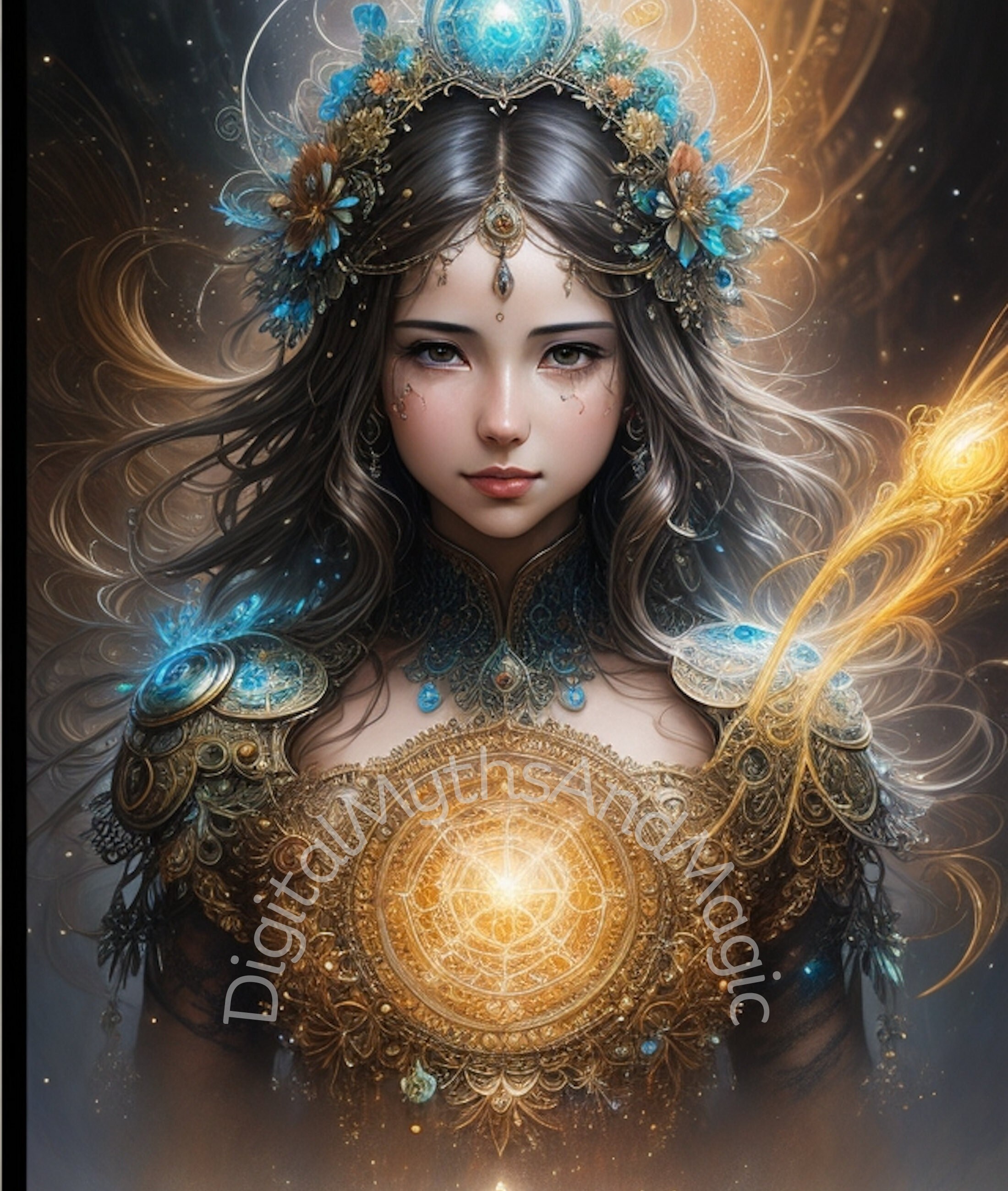 Fantasy Filigree Angel Poster, Golden Beauty Angel, Beautiful Girl ...