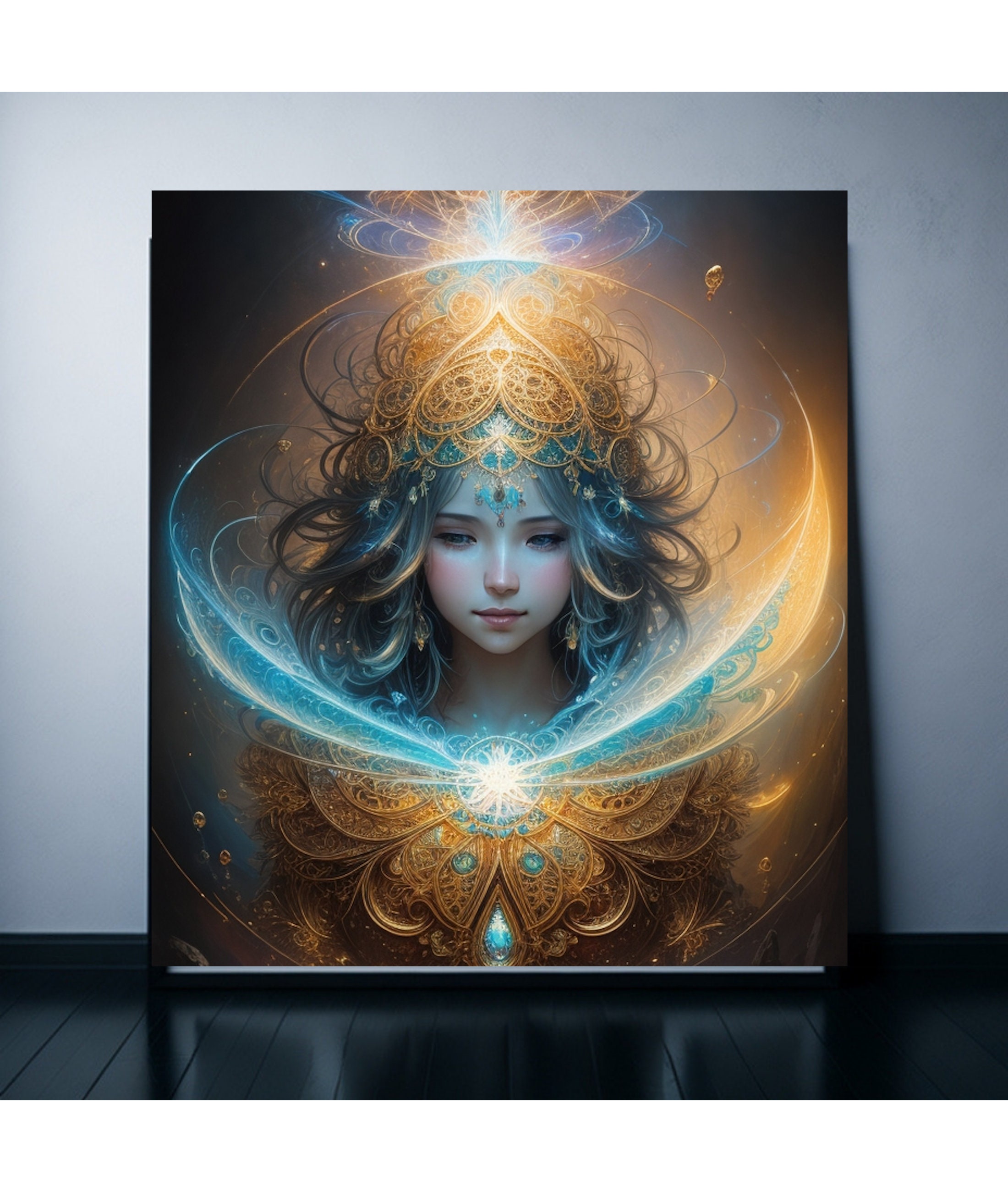 Fantasy Filigree Angel Poster, Golden Beauty Angel, Beautiful Girl ...