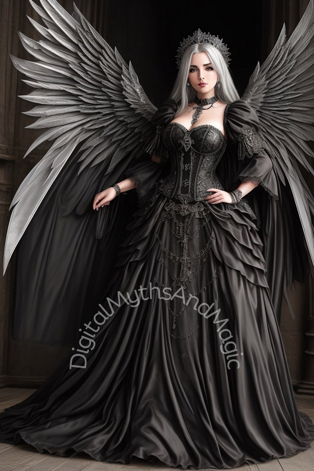 Fantasy Gothic Angel Poster, Goth Style, Steampunk Flowing Tunic ...