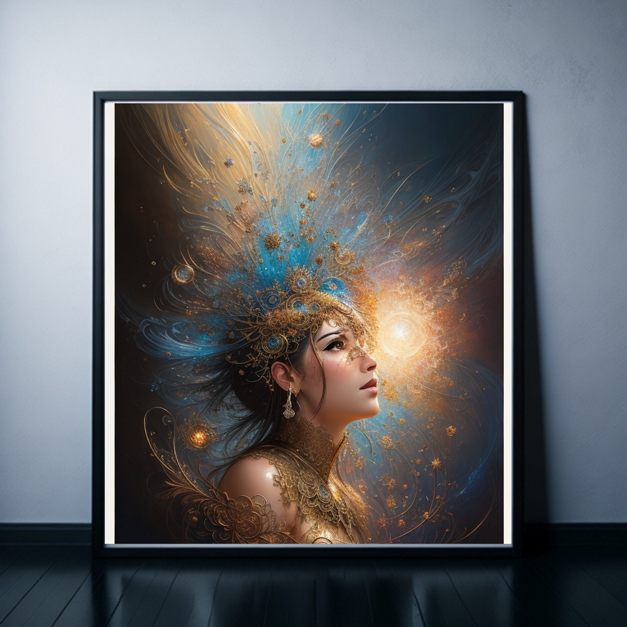Fantasy Filigree Angel Poster, Golden Beauty Angel, Beautiful Girl ...