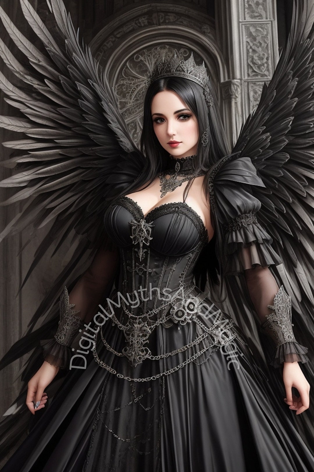 Fantasy Gothic Angel Poster, Goth Style, Steampunk Flowing Tunic ...