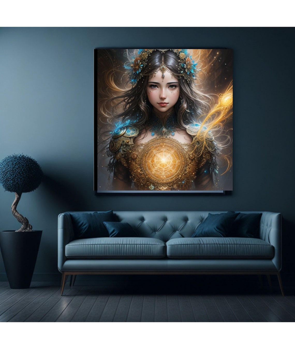 Fantasy Filigree Angel Poster, Golden Beauty Angel, Beautiful Girl ...