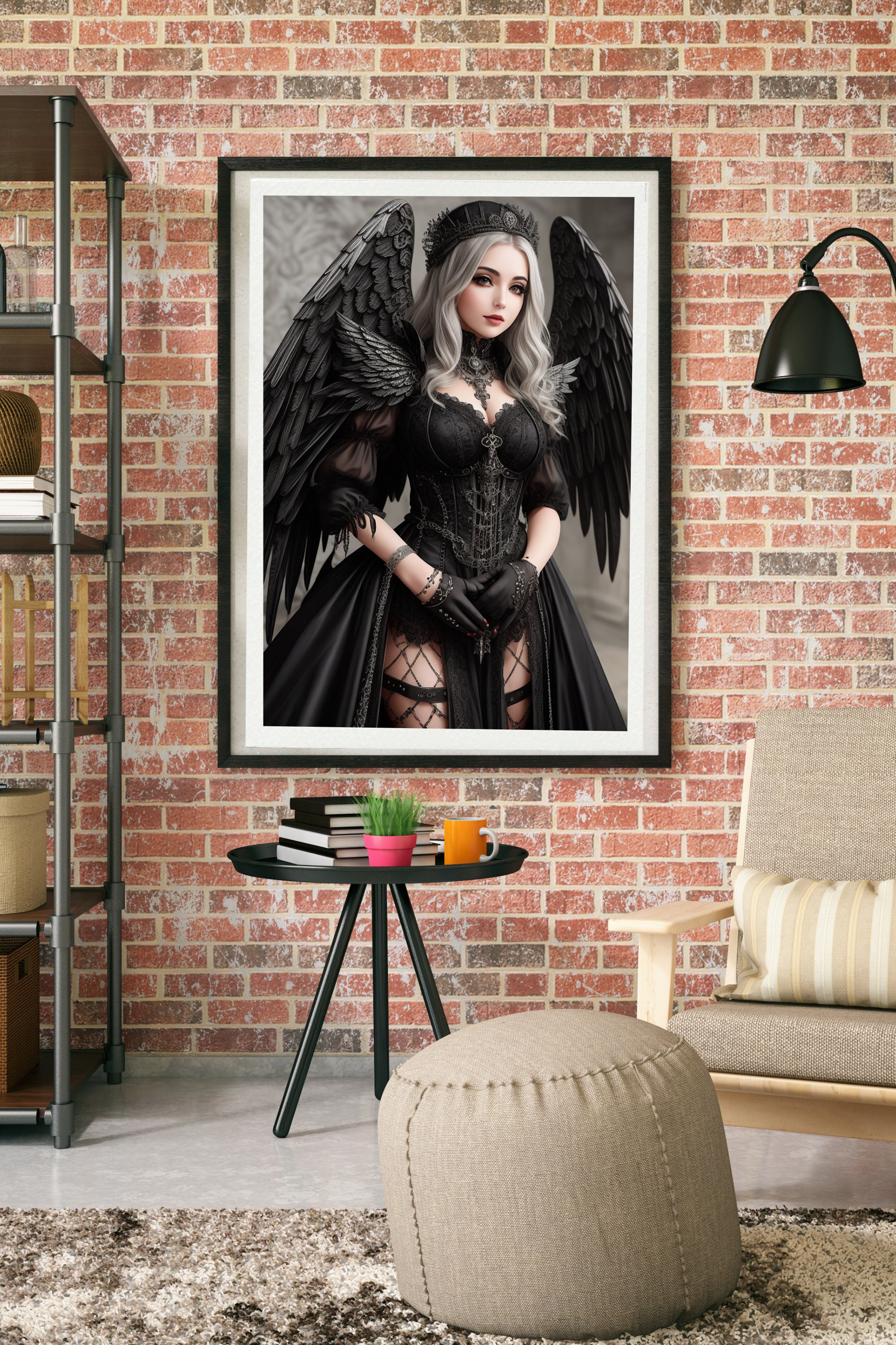 Fantasy Gothic Angel Poster, Goth Style, Steampunk Flowing Tunic ...