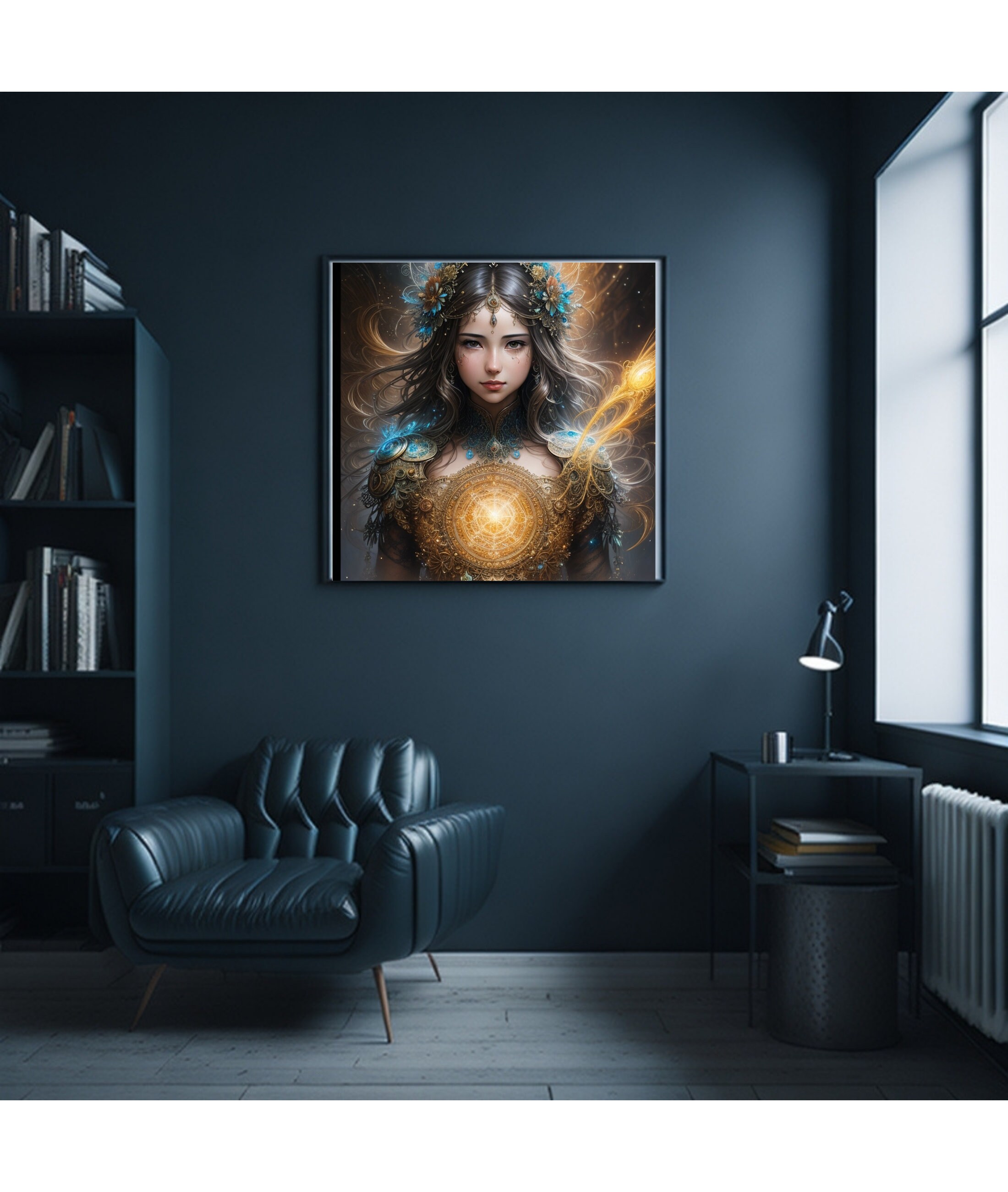 Fantasy Filigree Angel Poster, Golden Beauty Angel, Beautiful Girl ...