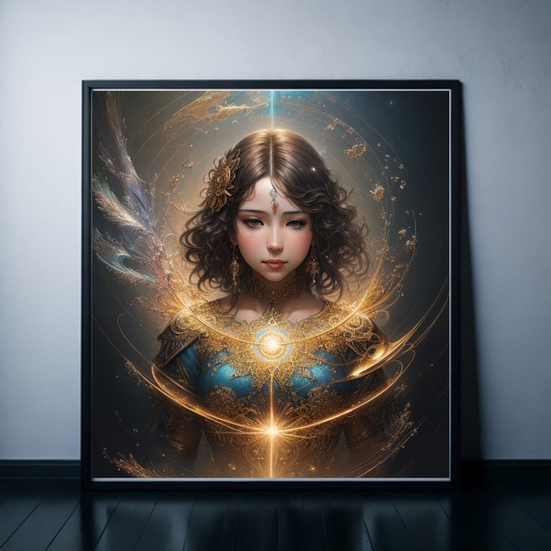 Fantasy Filigree Angel Poster, Golden Beauty Angel, Beautiful Girl ...
