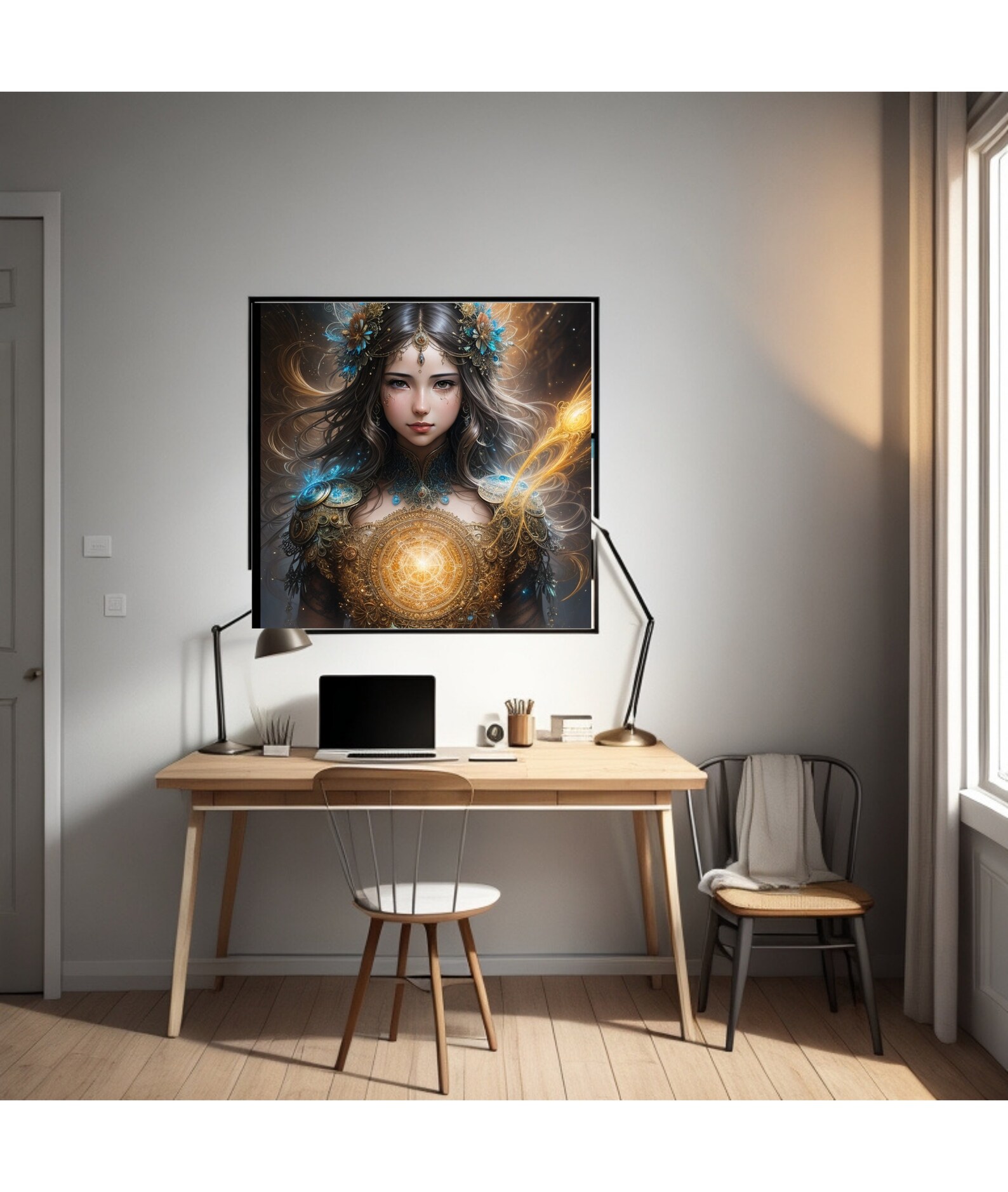 Fantasy Filigree Angel Poster, Golden Beauty Angel, Beautiful Girl ...