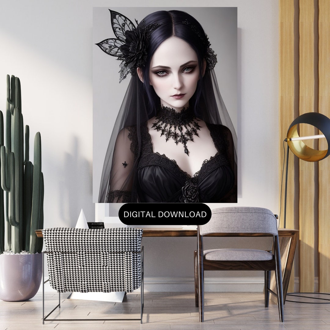 Fantasy Gothic Fairy Poster, Goth Style, Tinged Beautiful Full Wings ...