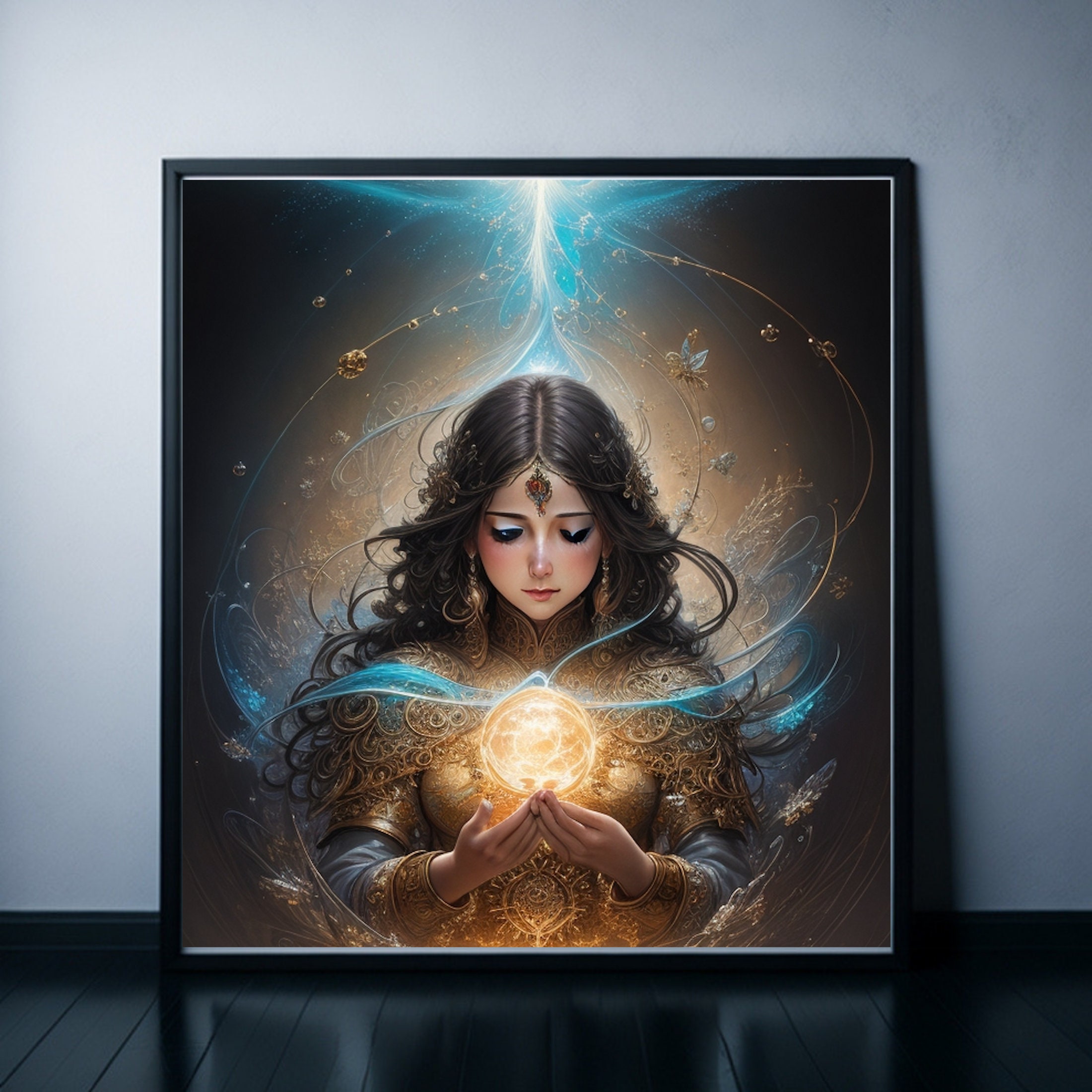 Fantasy Filigree Angel Poster, Golden Beauty Angel, Beautiful Girl ...