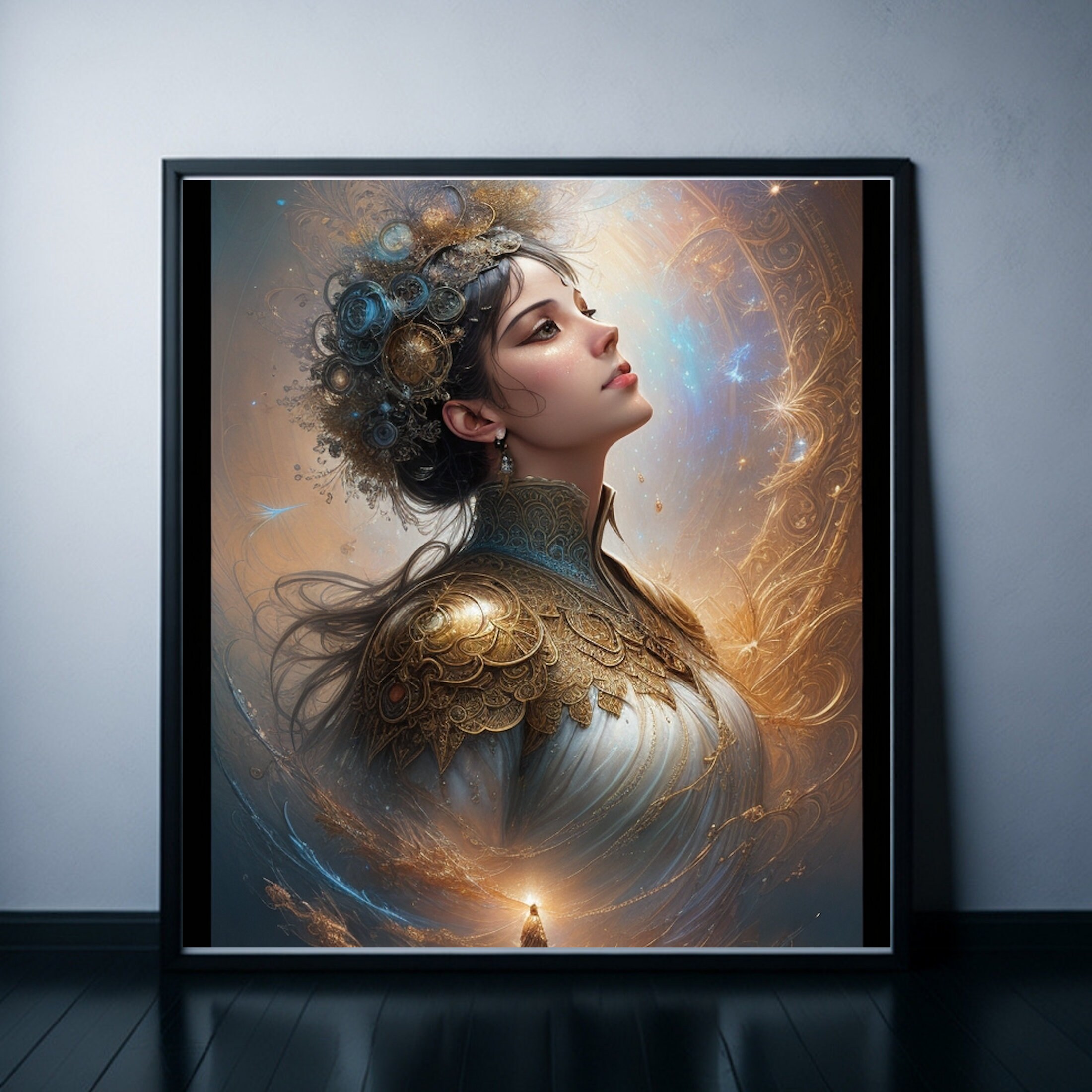 Fantasy Filigree Angel Poster, Golden Beauty Angel, Beautiful Girl ...