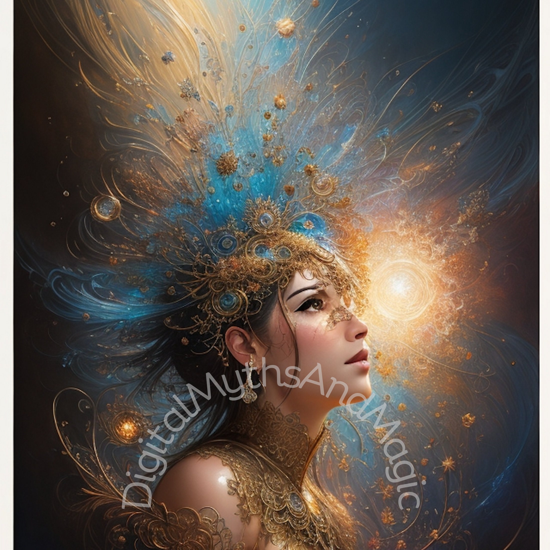 Fantasy Filigree Angel Poster, Golden Beauty Angel, Beautiful Girl ...