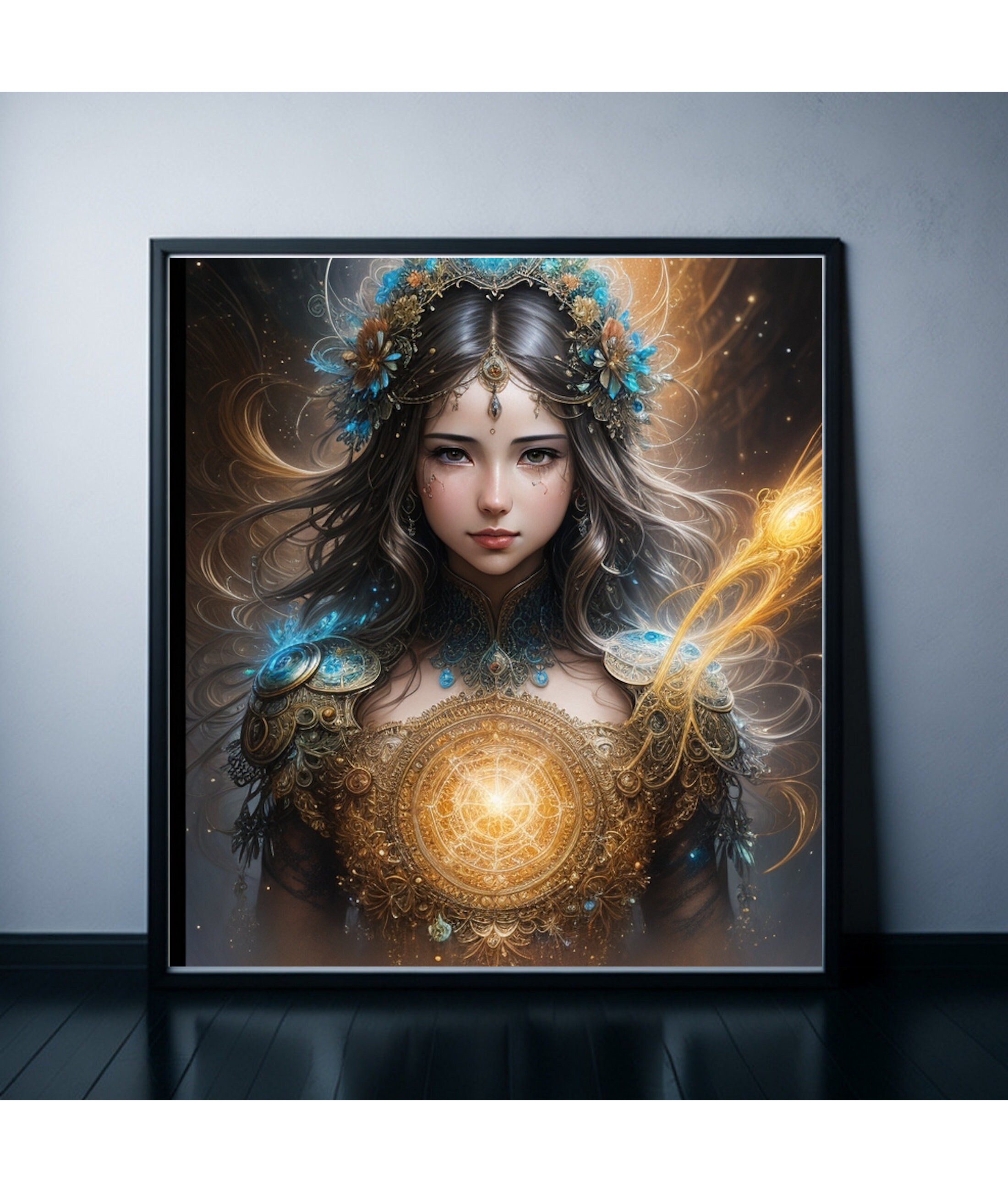 Fantasy Filigree Angel Poster, Golden Beauty Angel, Beautiful Girl ...