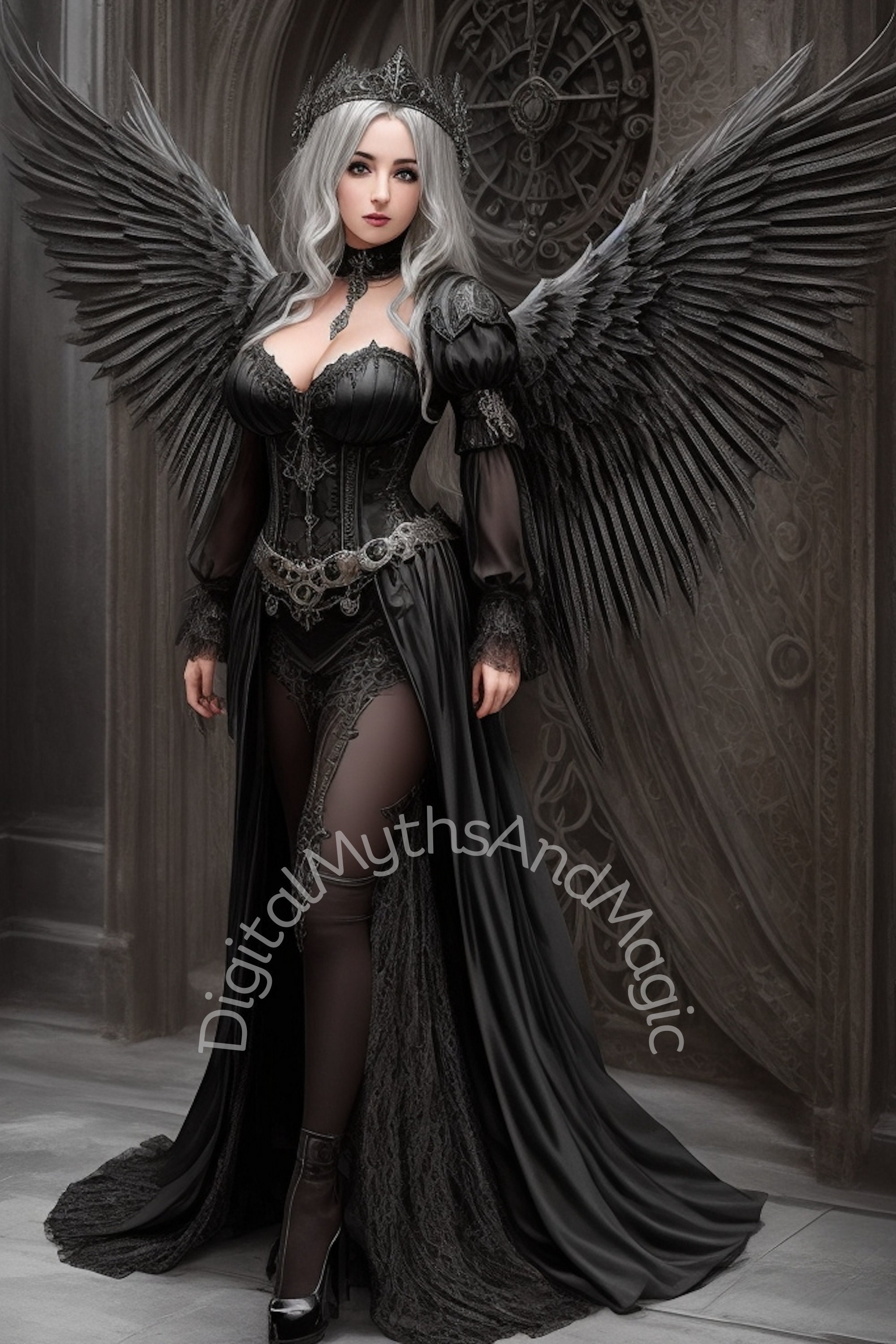 Fantasy Gothic Angel Poster, Goth Style, Steampunk Flowing Tunic ...