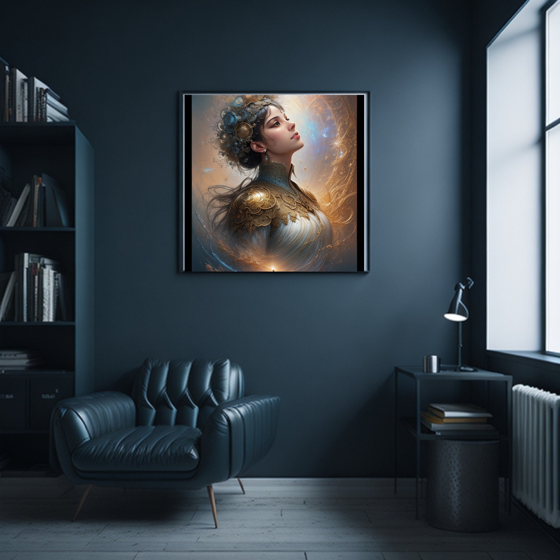 Fantasy Filigree Angel Poster, Golden Beauty Angel, Beautiful Girl ...