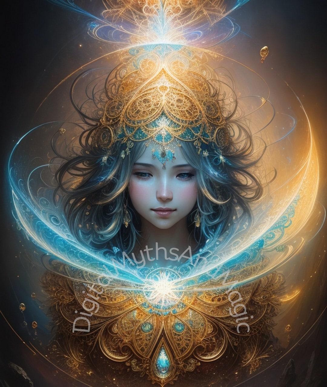 Fantasy Filigree Angel Poster, Golden Beauty Angel, Beautiful Girl ...