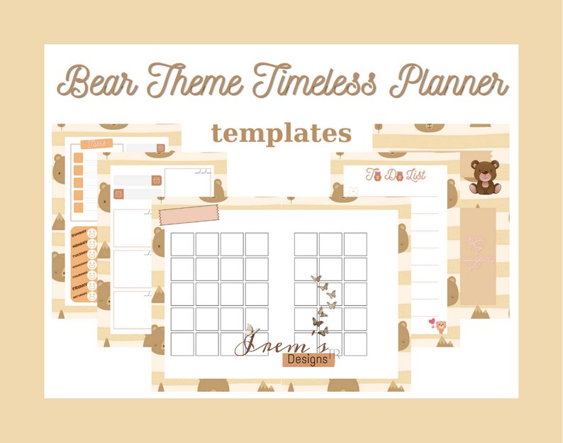 Printable Bear Theme Timeless Planner Templates - Etsy