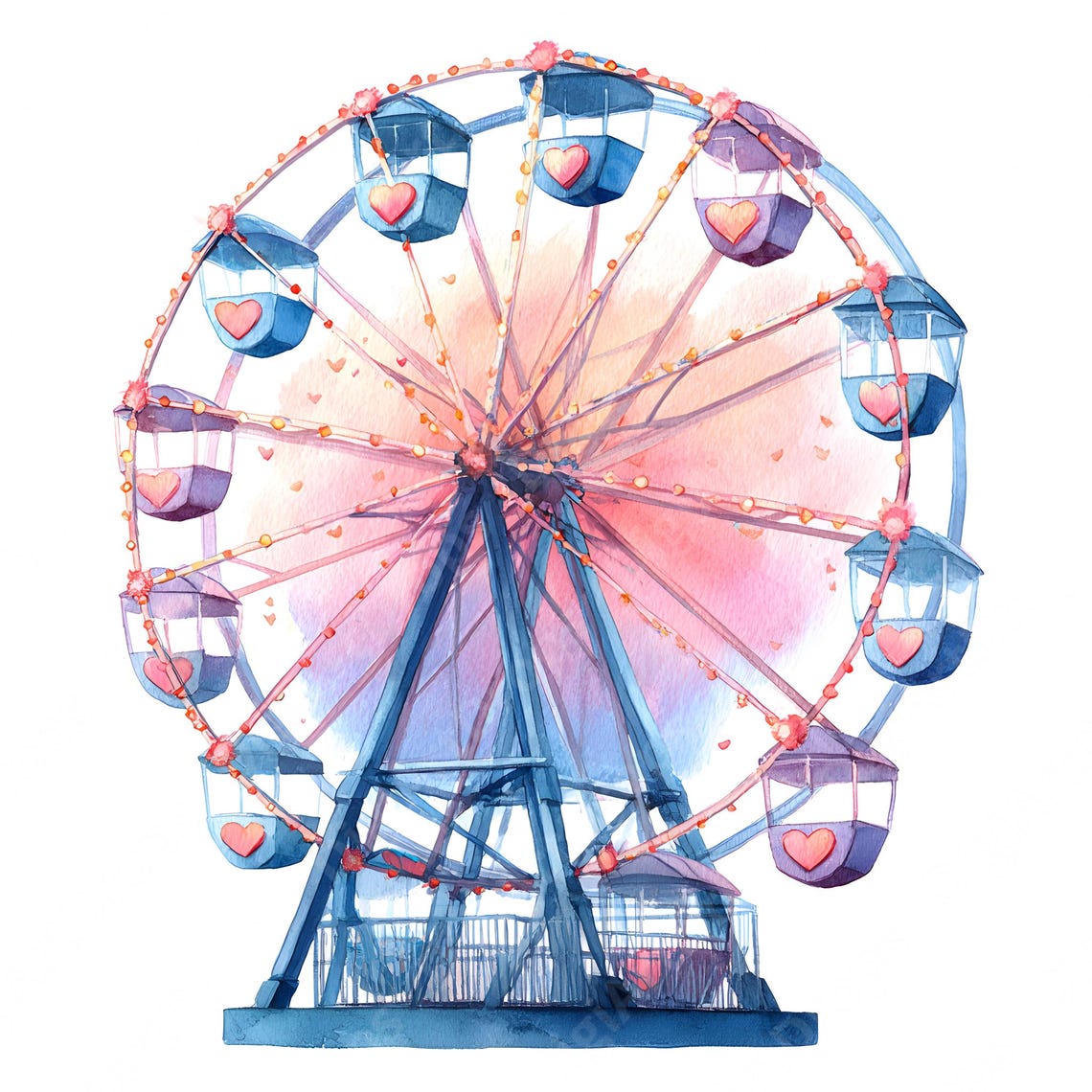 Ferris Wheel Clipart: Watercolor Pastel JPG, Junk Journal & Scrapbook ...