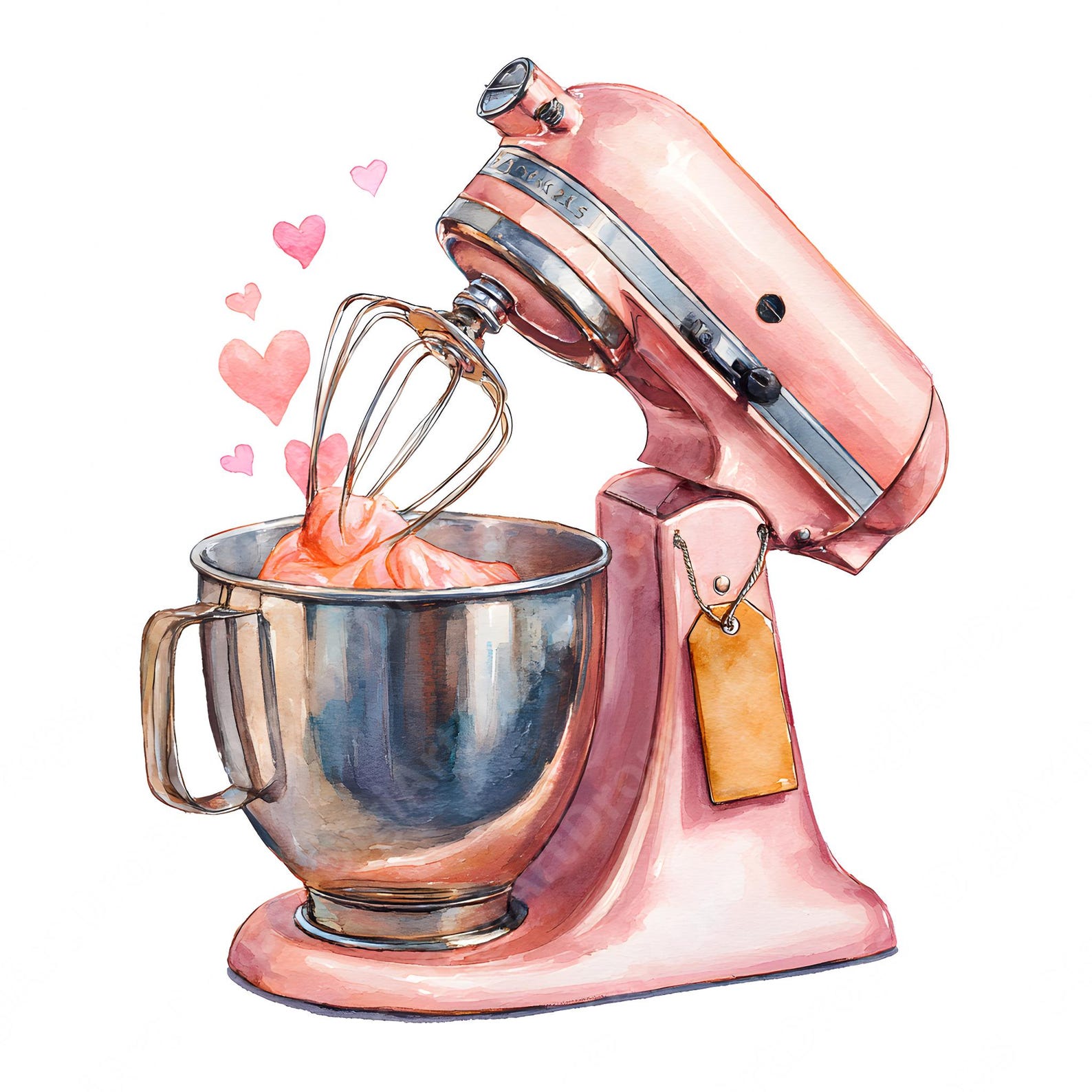 Rose Gold Stand Mixer Watercolor Clipart: JPG Valentine Bakery Graphic ...