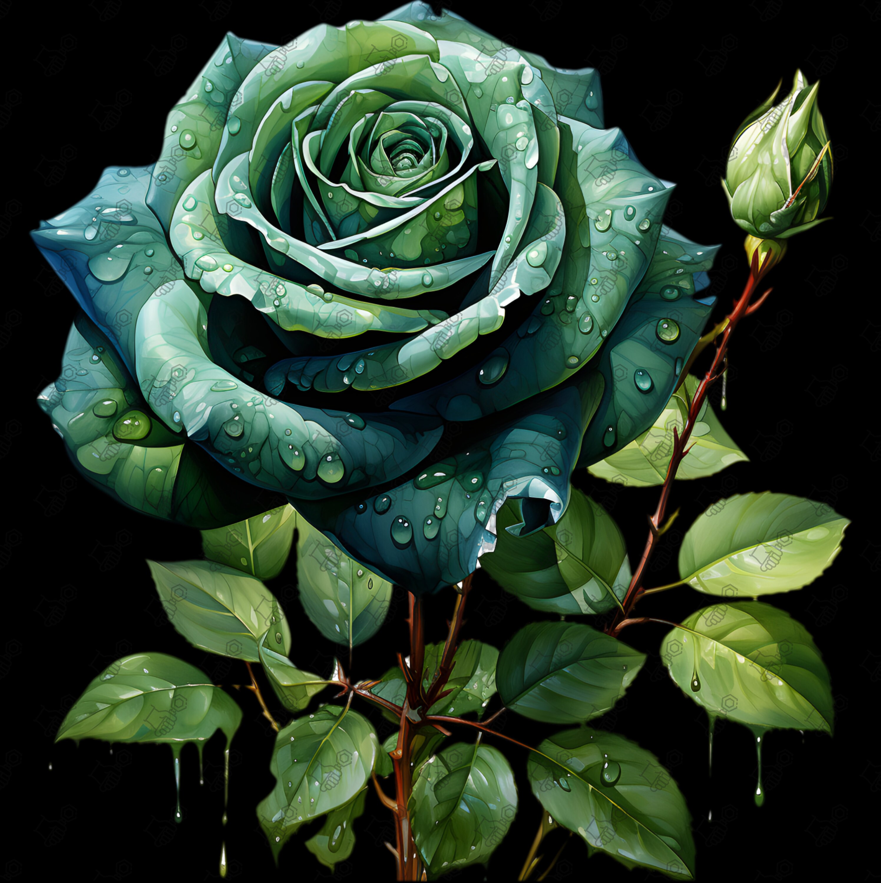 Watercolor Roses Emerald Roses Clipart Watercolor Flowers - Etsy