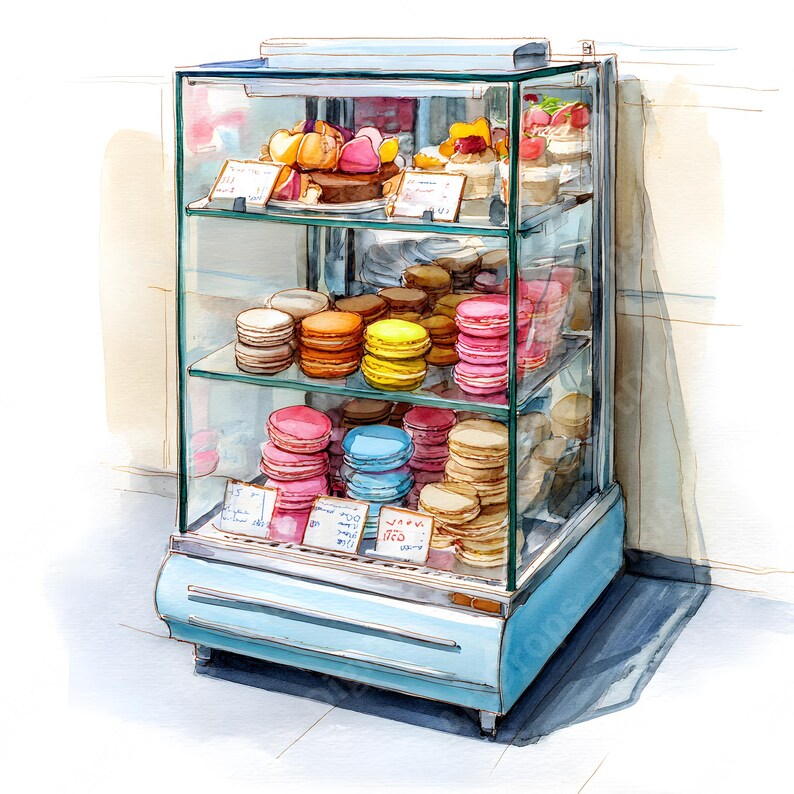 Valentine Pastry Case Clipart: Watercolor Pink-red JPG on White - Junk ...