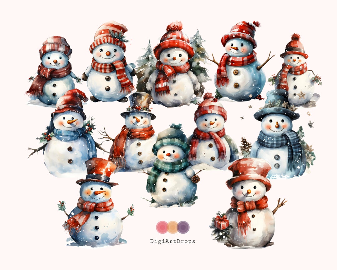 Snowman Wonderland Christmas Clipart Bundle 12 PNG Digital Download ...
