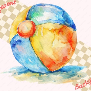 Watercolor Beach Balls Clipart Bundle: Summer PNG Graphics (digital ...